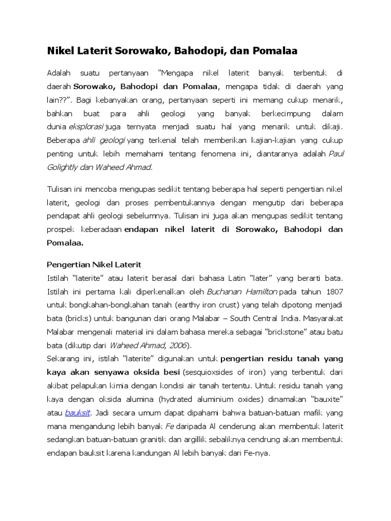 Endapan Nikel Laterit Sorowako | PDF | Ilmu Sosial | Sains & Matematika