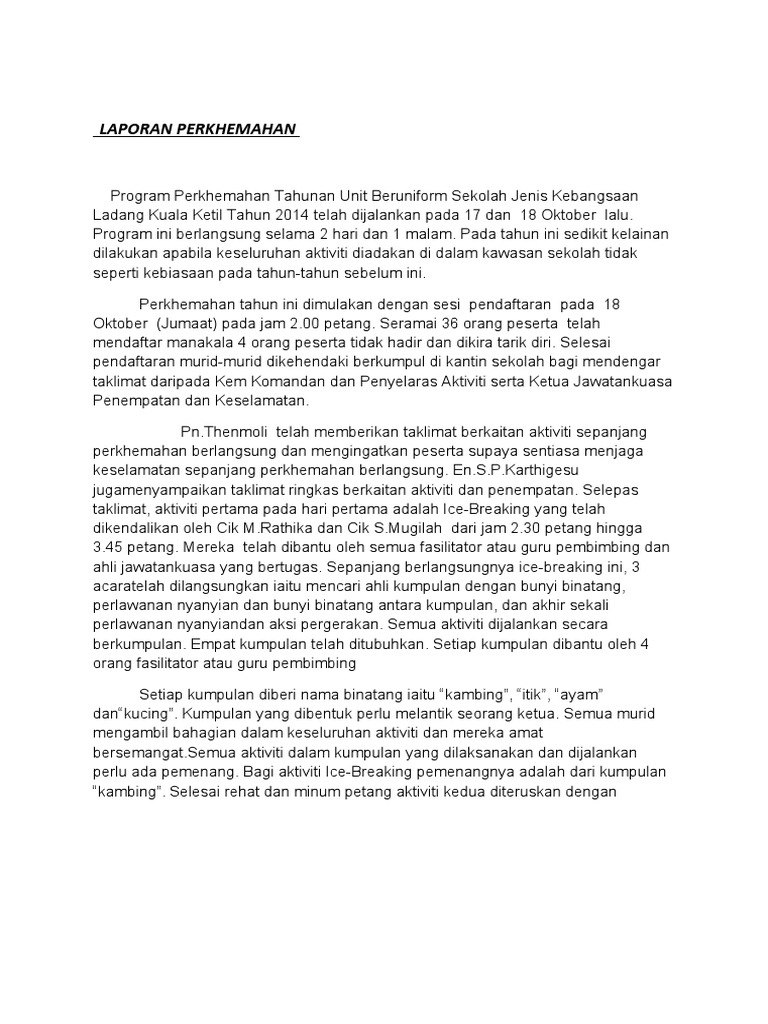 Laporan Perkhemahan | PDF