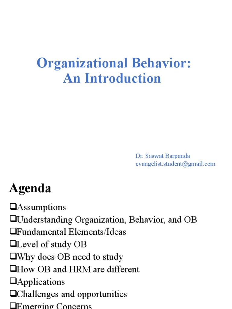 Introduction To Ob | PDF | Organizational Behavior | Goal