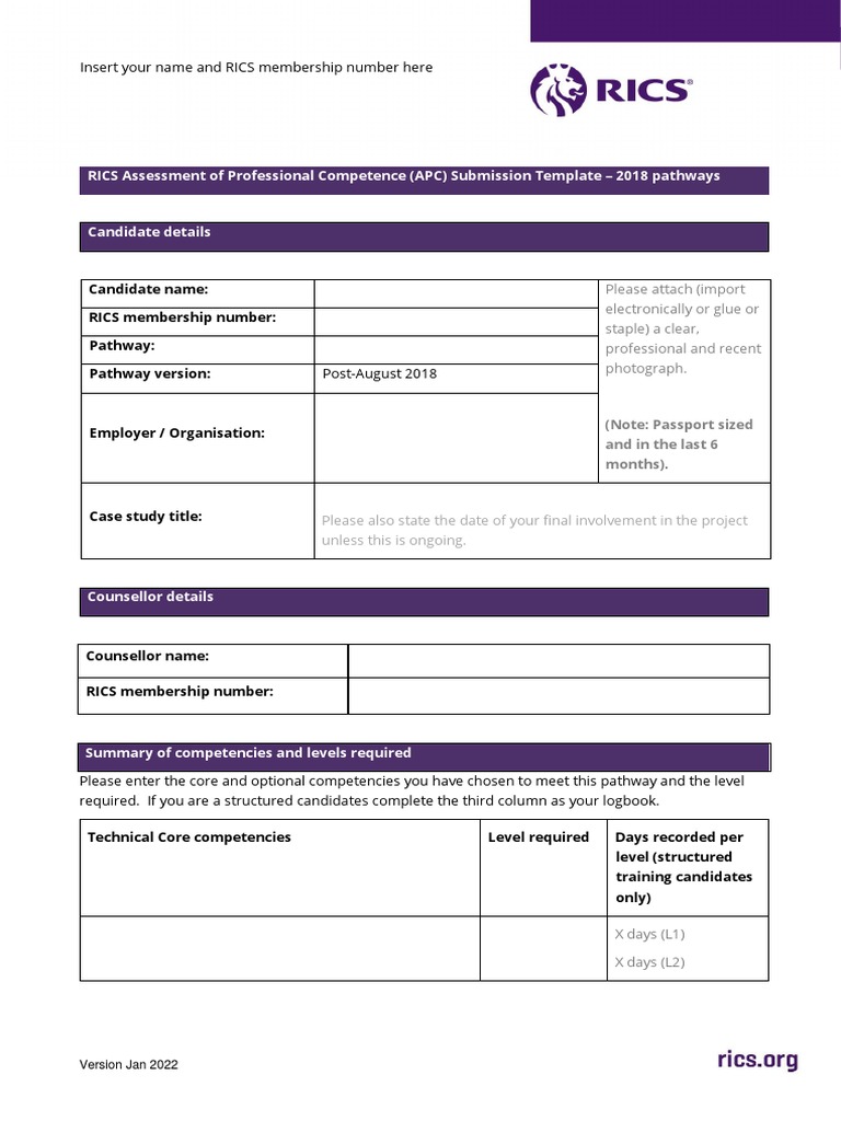RICS APC Submission Template Guide | PDF | Professional Development ...