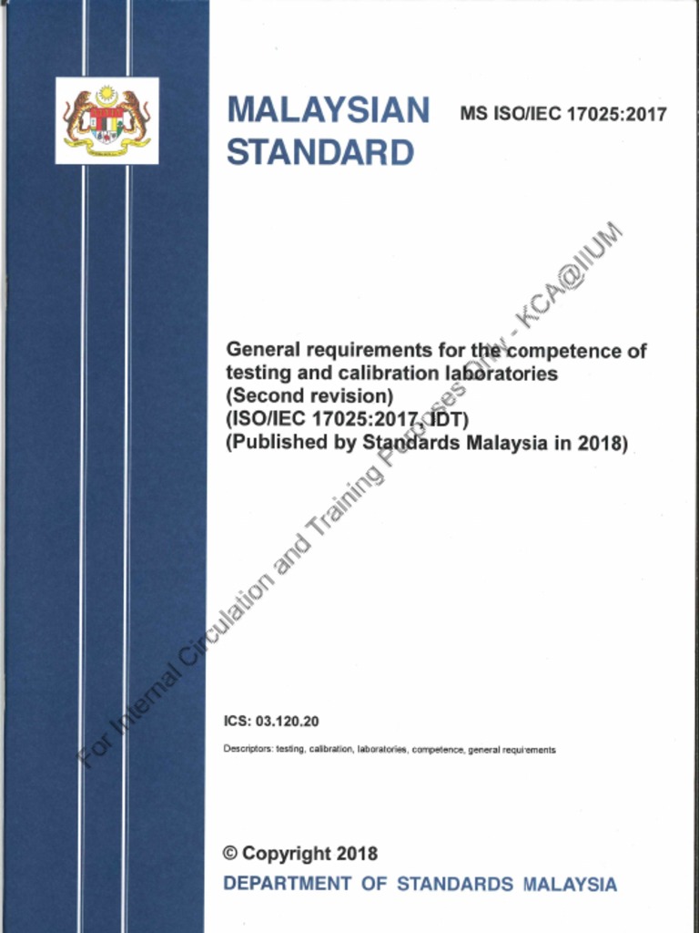 MS ISO IEC 17025 2017 - Watermark | PDF