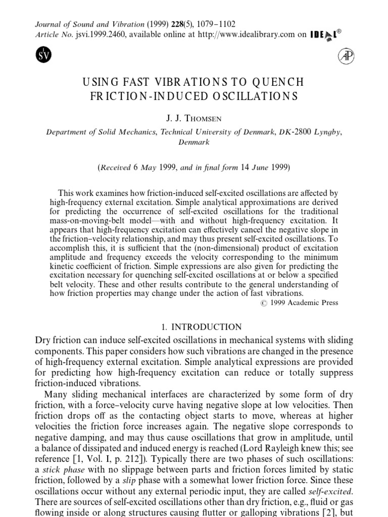 Using Fast Vibrations To Quench Oscillations | PDF | Oscillation ...