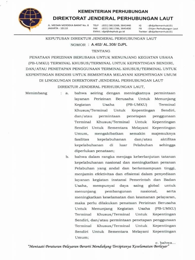 KEP DIRJEN No A.402 Tentang PENATAAN TERSUS TUKS | PDF