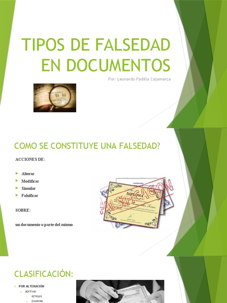 Tipos de Falsedad en Documentos | PDF