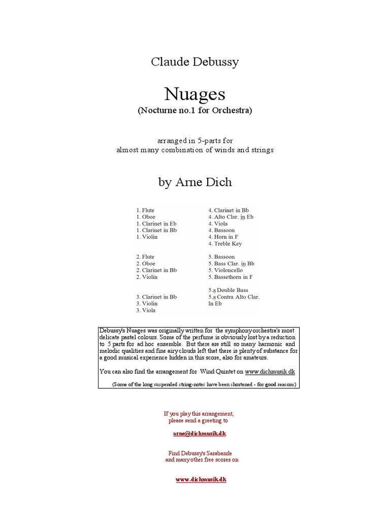 Debussy Nuages SCORE | PDF | Musical Techniques | Classical Music Groups