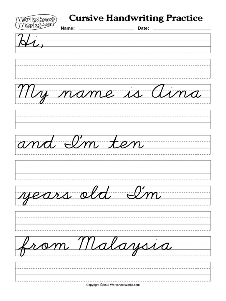 Worksheetworks.com Cursive