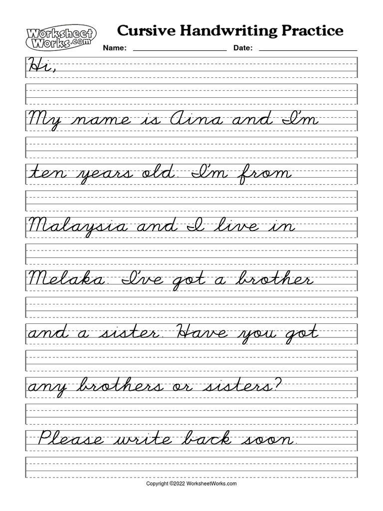 WorksheetWorks Cursive Handwriting Practice 3 | PDF
