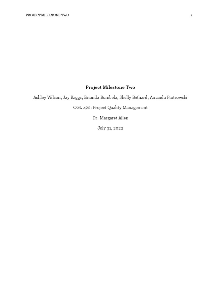 Project Milestone 2 - Outline Group 8 | PDF | Quality Management ...