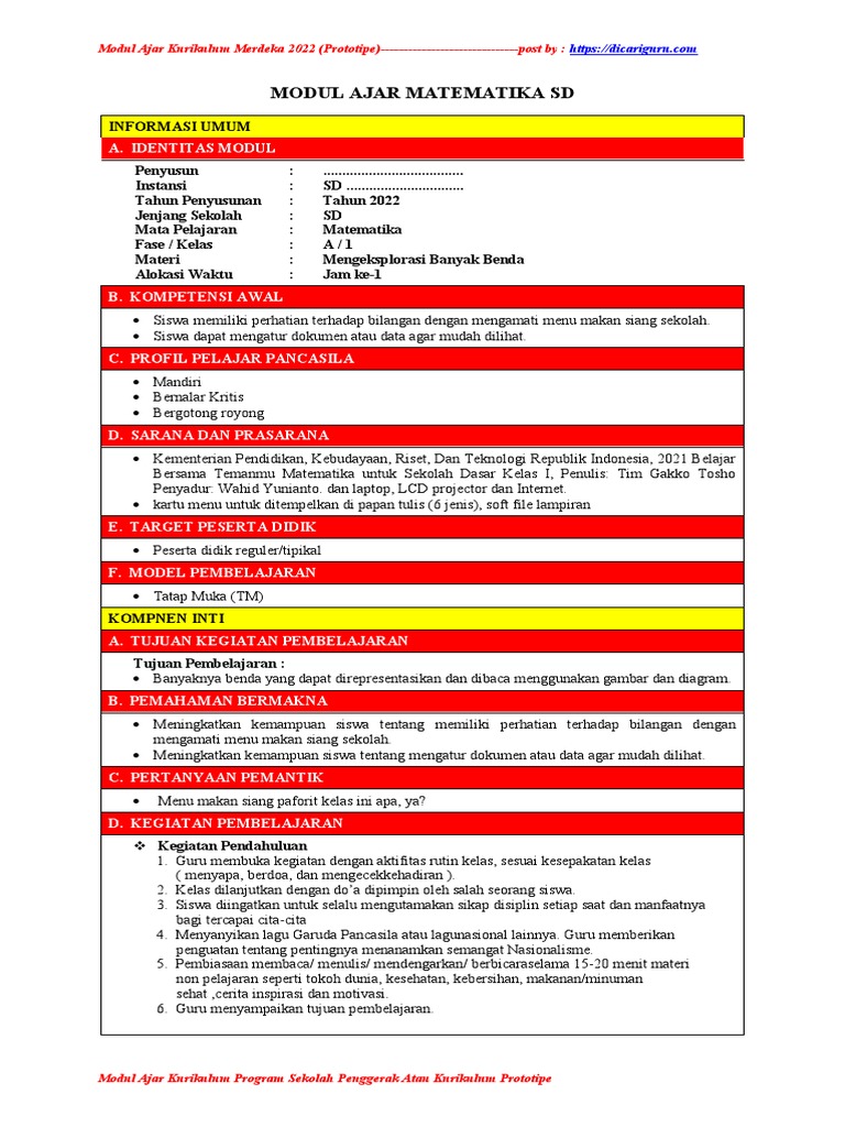 Modul Ajar Matematiks Bab 9 Kelas 1 Pdf