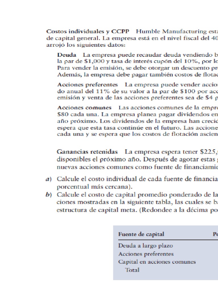 Ejercicio PRactico Visto en Clase Del Costo de Capital, Costo de ... Ejercicio PRactico Visto en Clase Del Costo de Capital, Costo de ...