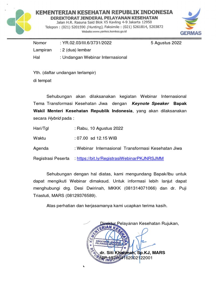 Surat Undangan Webinar Internasional | PDF