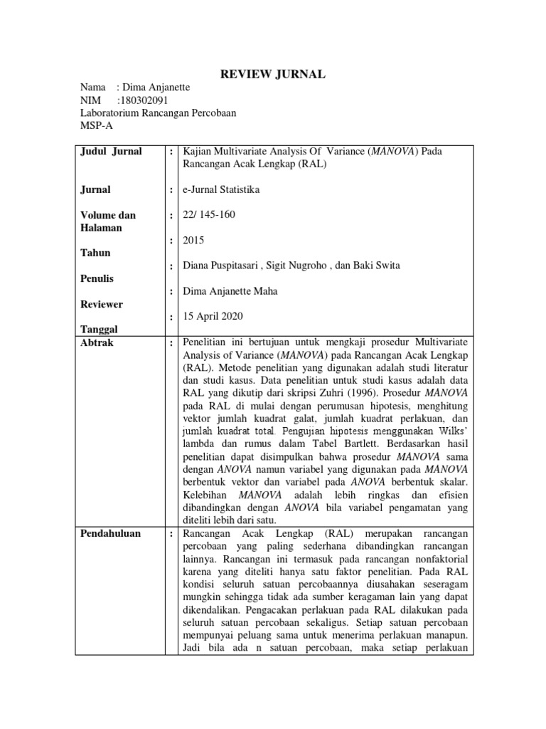 Review Jurnal Lab Rancob Dima | PDF | Metode & Bahan Ajar