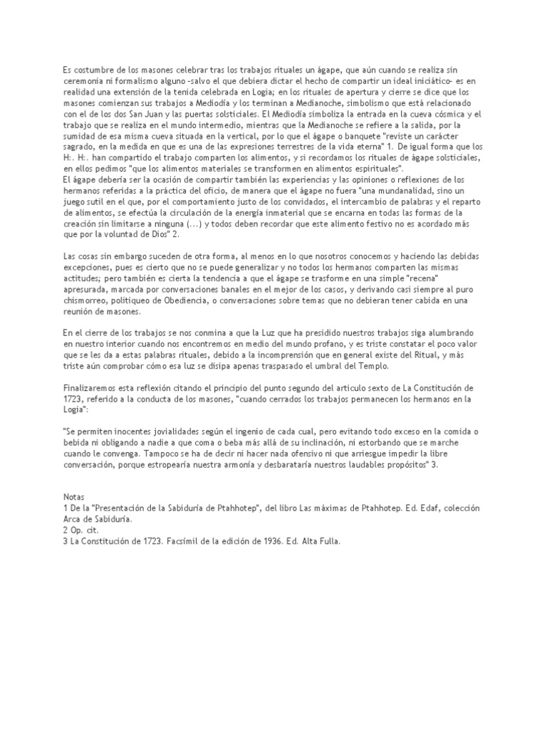 Agape | PDF | Masonería | Rituales