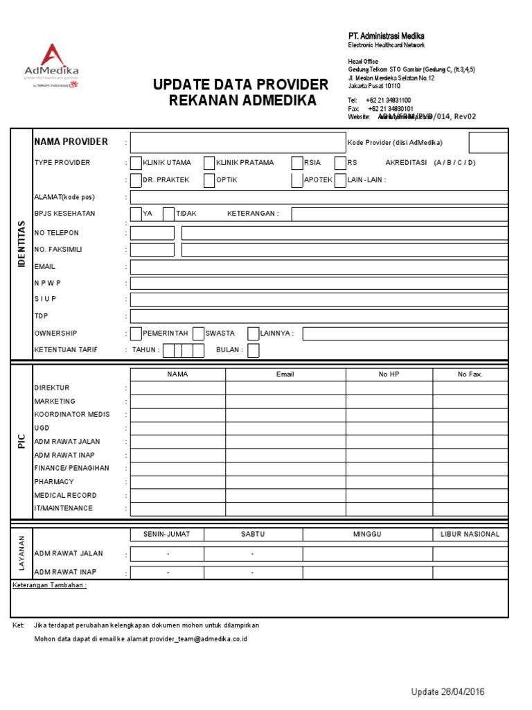Pembaruan Data Provider AdMedika | PDF