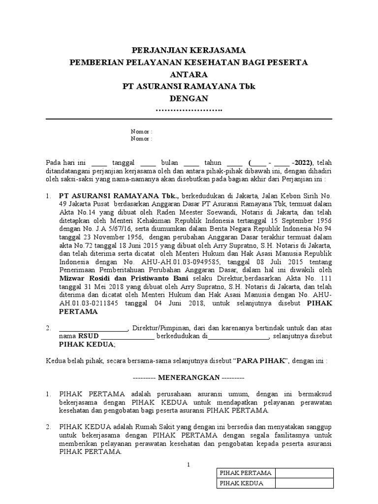 Draft PKS RSK Mata Prov Sumsel | PDF