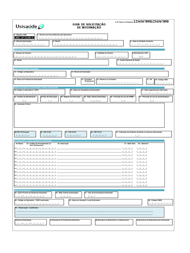 Guia de Solicitacao de Internacao | PDF | Ciências da Saúde