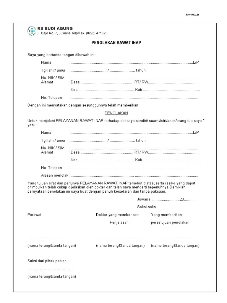 Penolakan Rawat Inap | PDF