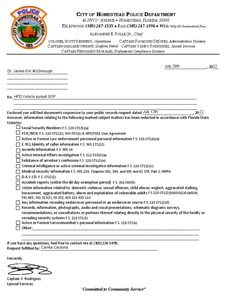 Homestead Emergency and Pursuit Operation of Police Vehicles | PDF ...