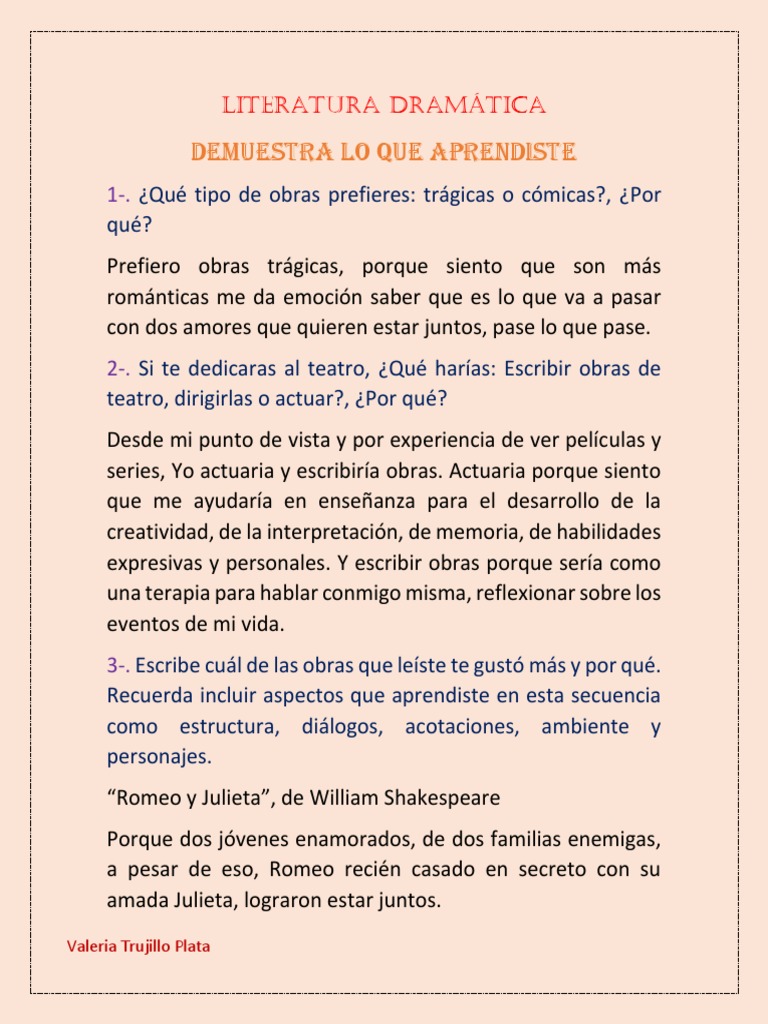 Literatura Dramática | PDF