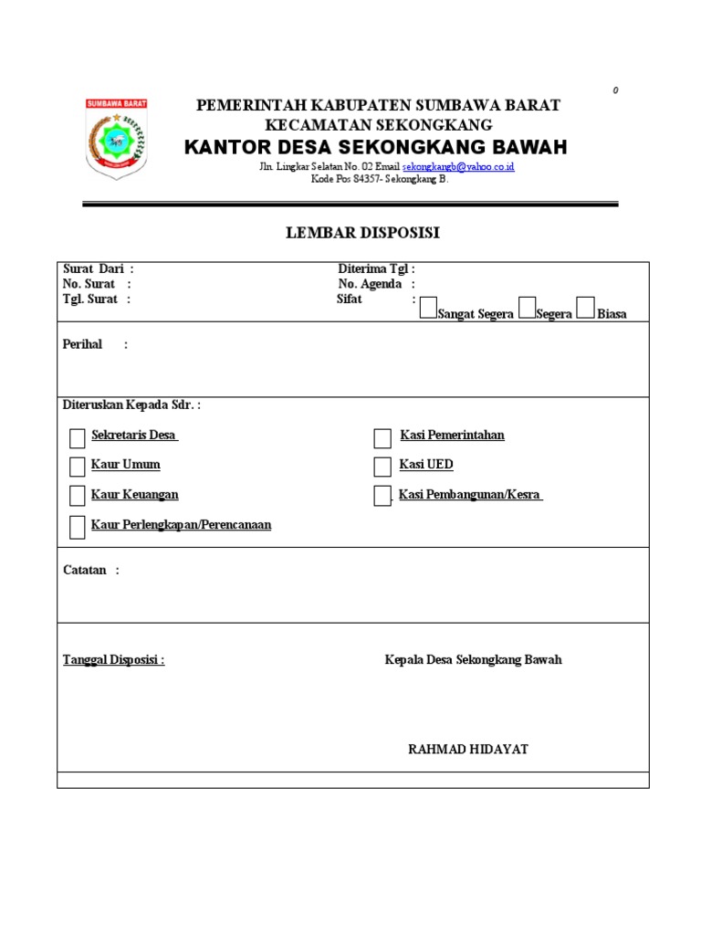 Lembar Disposisi | PDF