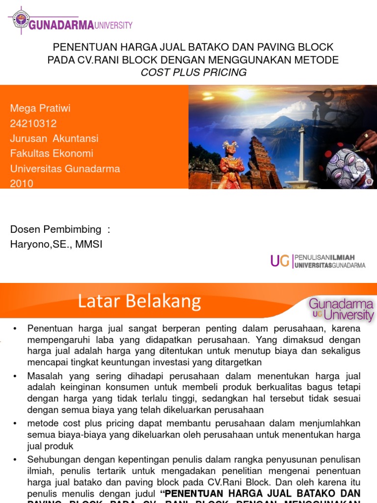 Penentuan Harga Jual Batako dan Paving Block | PDF
