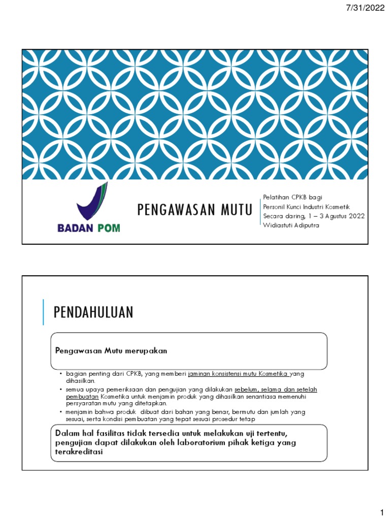 Aspek Pengawasan Mutu | PDF