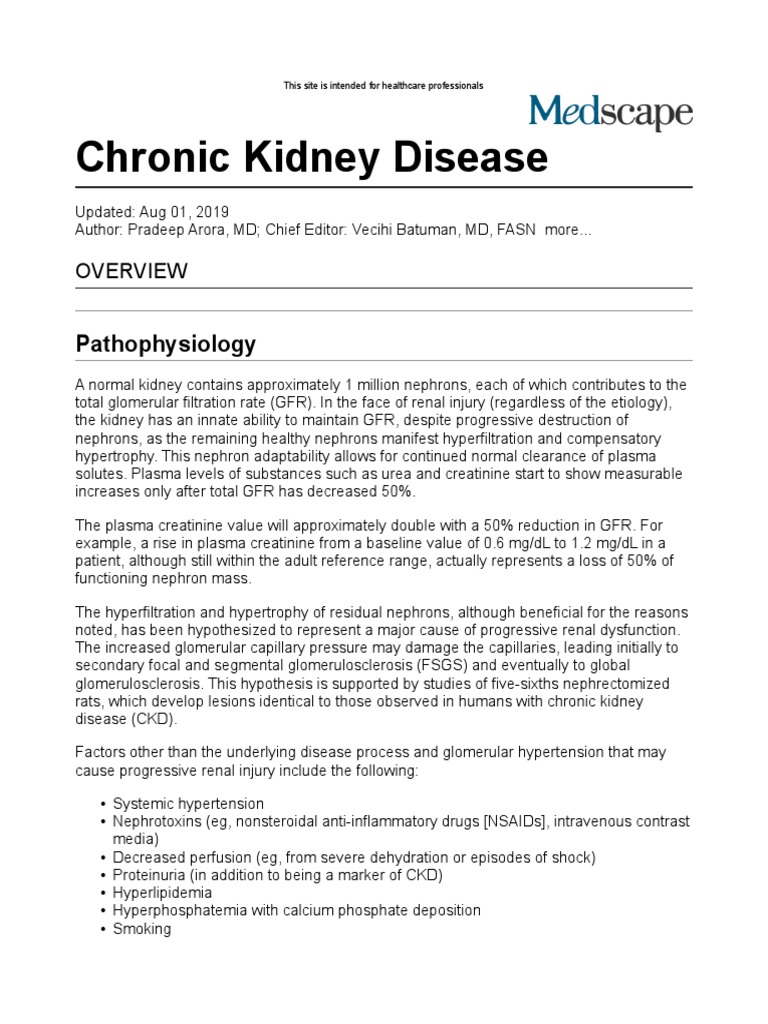 Chronic Kidney Disease: Pathophysiology | Download Free PDF | Chronic ...