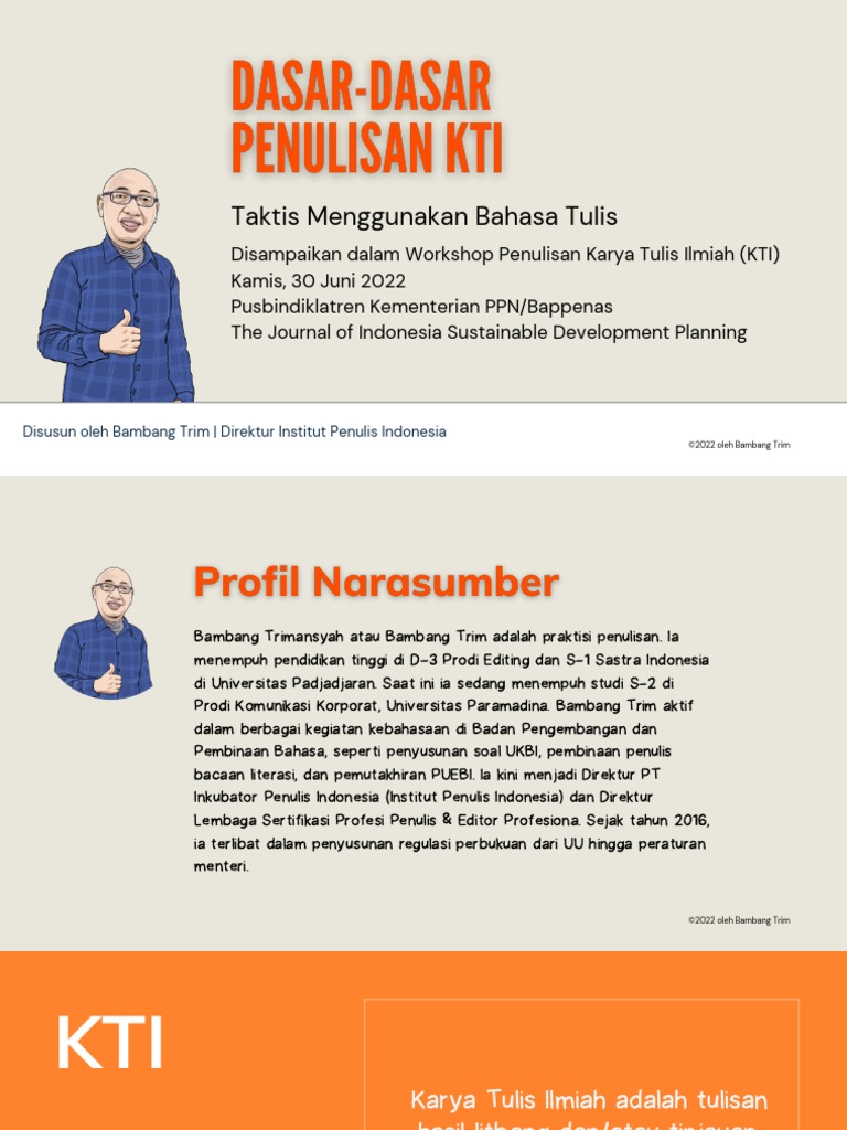 03 - Dasar-Dasar Penulisan KTI (Bambang Trimansyah) | PDF | Seni & Disiplin Bahasa