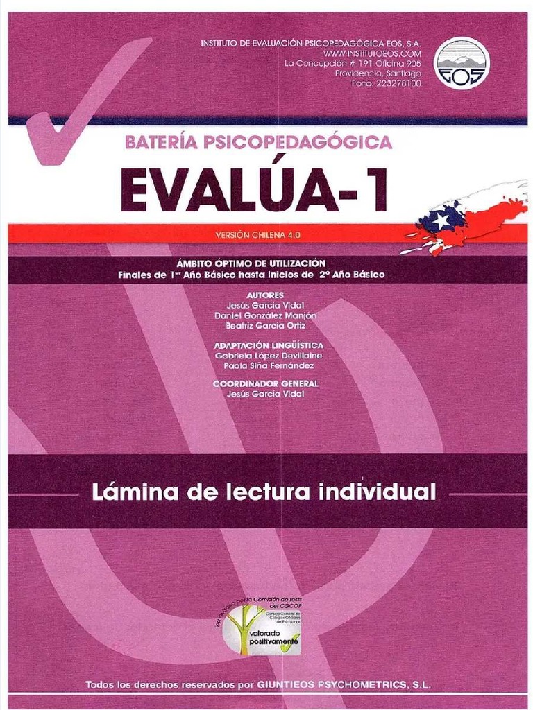 Manual Evalúa 1 Versión 4.0 Adaptada para Chile | PDF