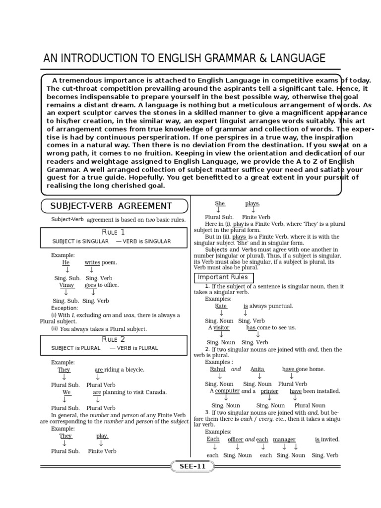 Subject-Verb Agreement Essentials | PDF | Grammatical Number | Plural