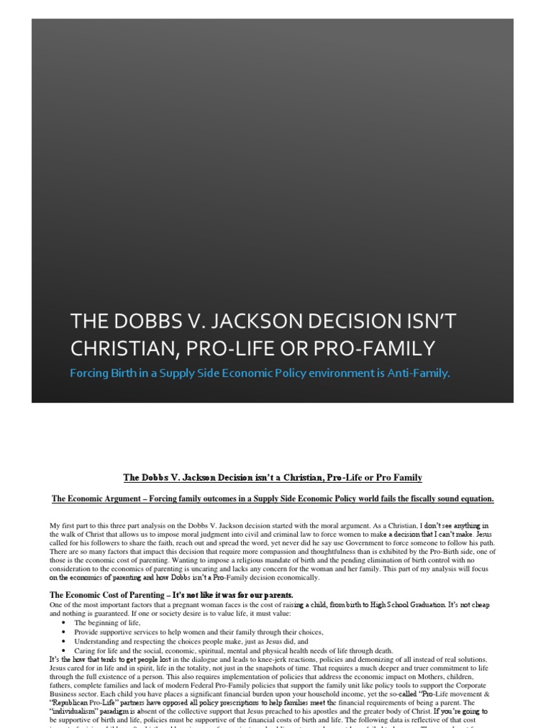 Dobbs V Jackson Isn't A Christian or Pro-Life - Forcing Birth in Supply ...