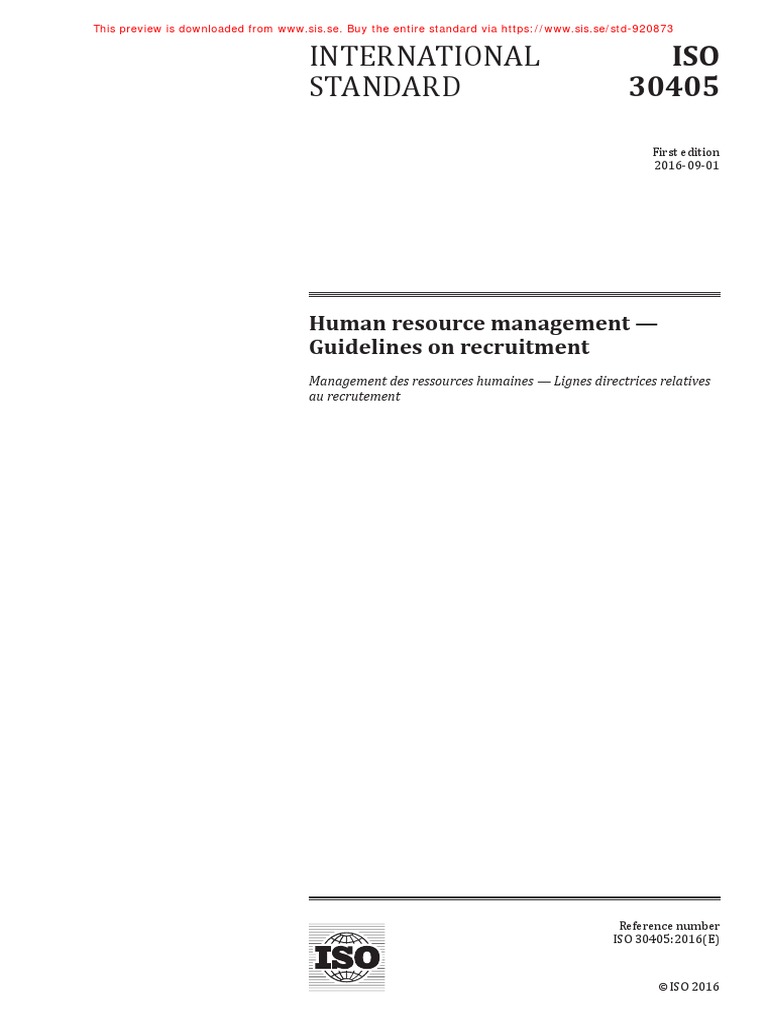 International Standard: Human Resource Management - Guidelines On ...