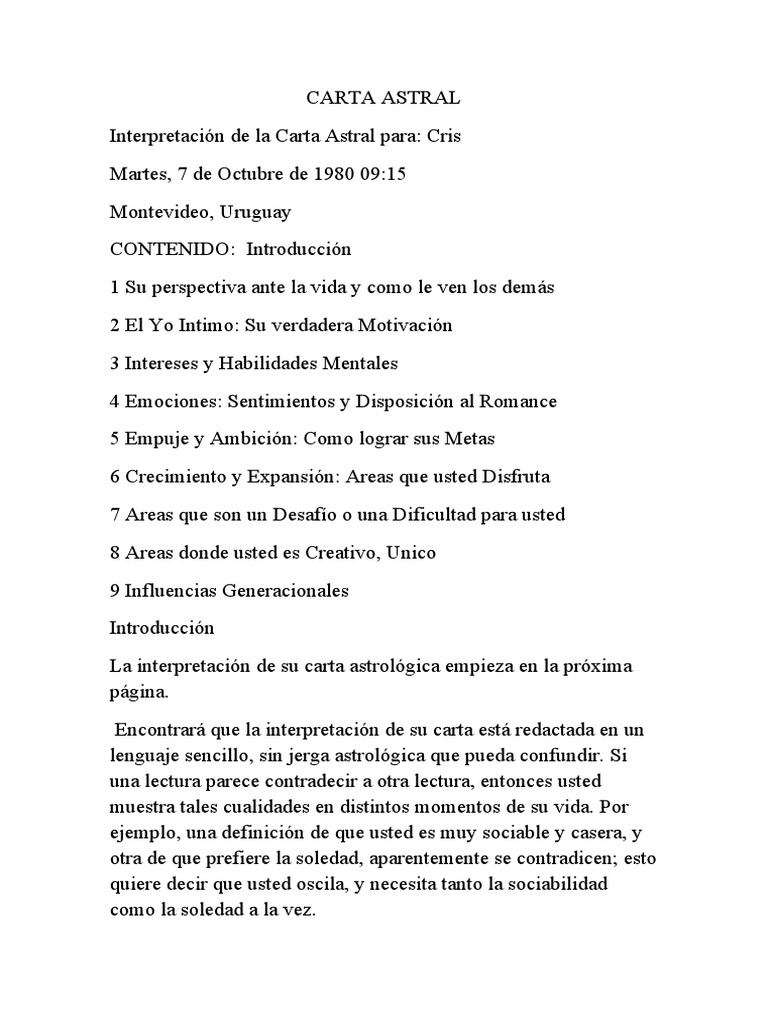 Carta Astral Cris | PDF | Astrología | Amor