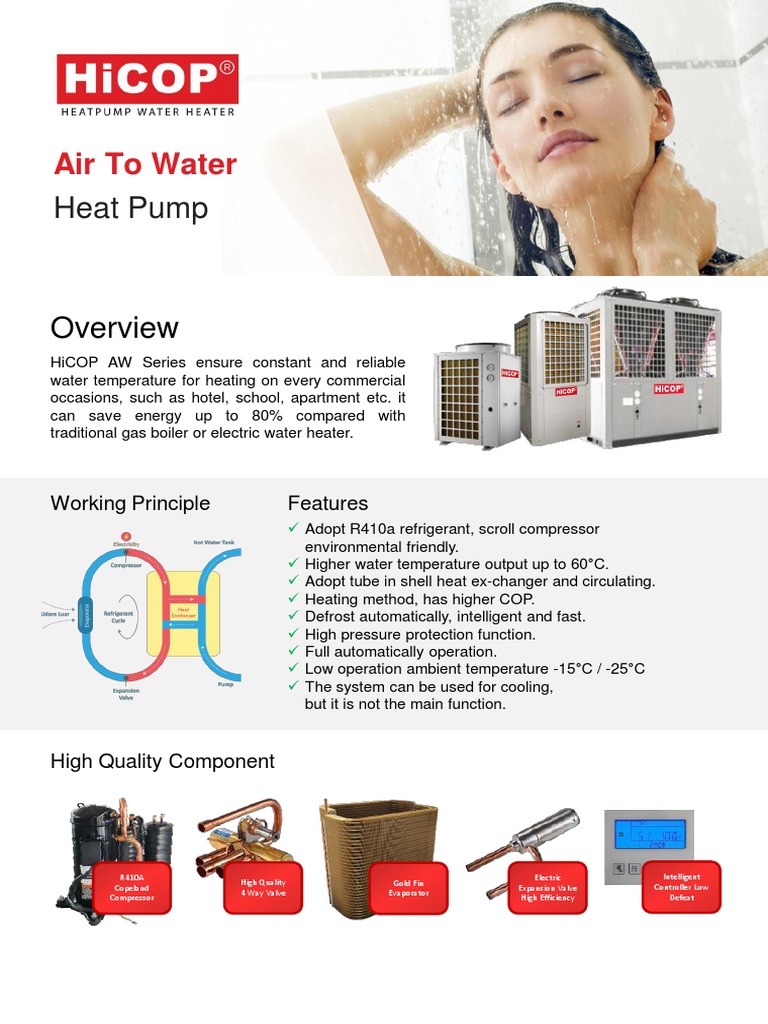 Brosur HiCOP Air To Water Heat Pump (AW) - 1 | PDF | Heat Pump | Heat ...