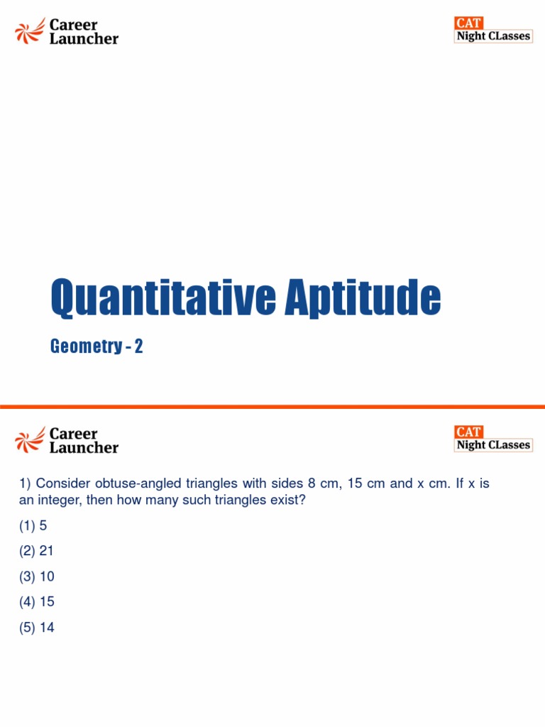 Quantitative Aptitude: Geometry - 2 | PDF | Triangle | Circle