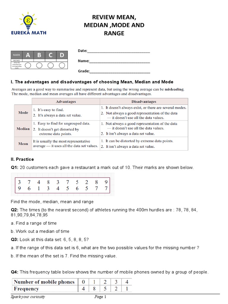 Em - Review - Mean - Median - Mode | PDF | Mathematics | Median