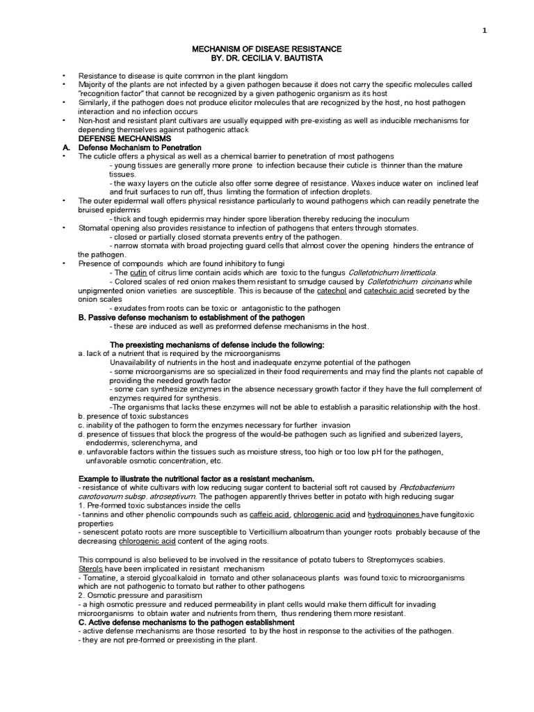 Mechanism of Disease Resistance | PDF | Plant Pathology | Pathogen