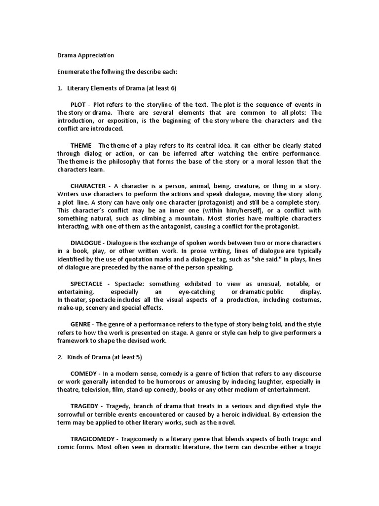 Art Appreciation - Drama Appreciation | PDF | Comedy | Tragedy