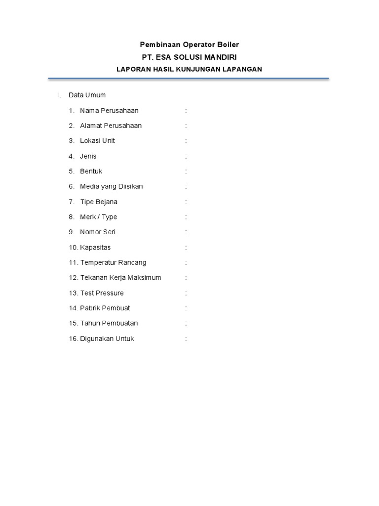Checklist Operator Boiler | PDF