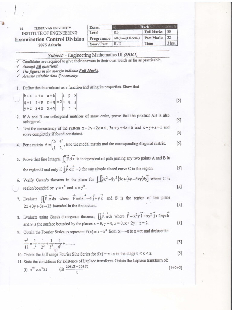 Engineering Mathematics Iii Pdf Matrix Mathematics Eigenvalues And Eigenvectors 