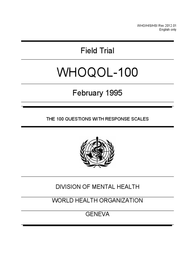 WHOQOL-100: Field Trial | PDF | Cognitive Science | Psychology