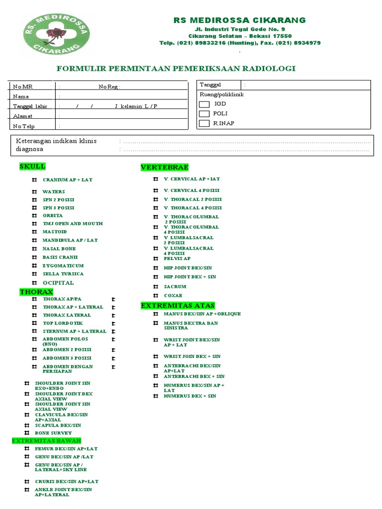 Formulir Radiologi Standar Akre FIX | PDF
