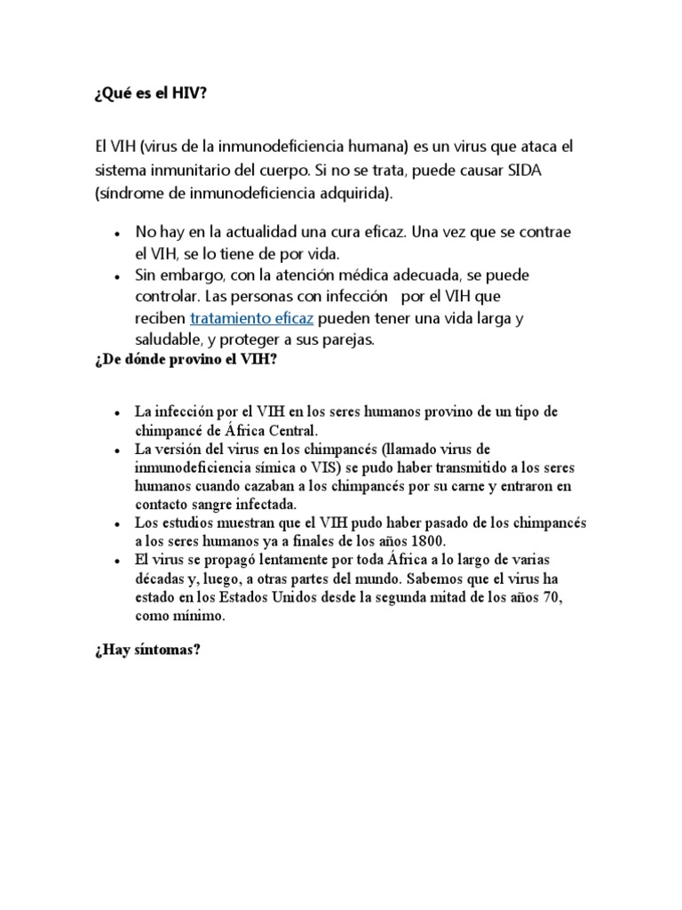 Qué Es El HIV | PDF | VIH | VIH / SIDA