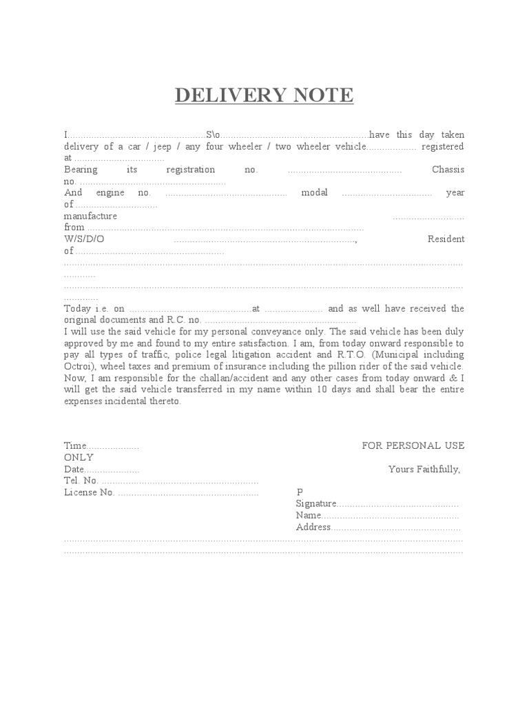 Delivery Note | Download Free PDF | Motor Vehicle | Land Transport
