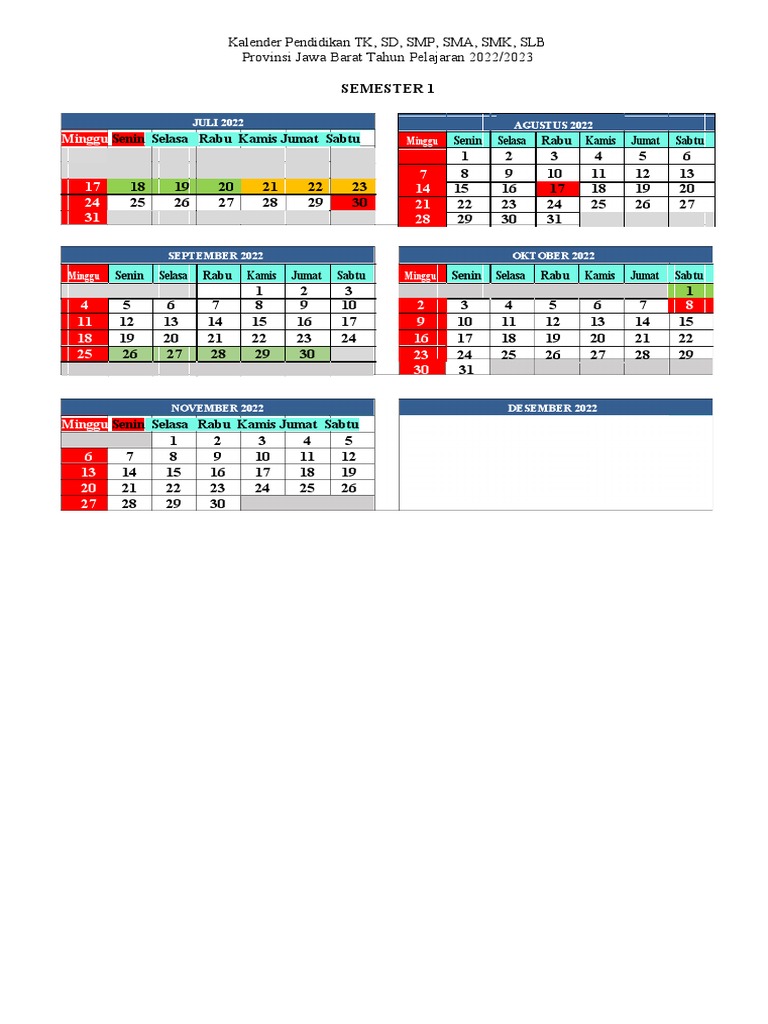 Kalender Pendidikan SMK | PDF