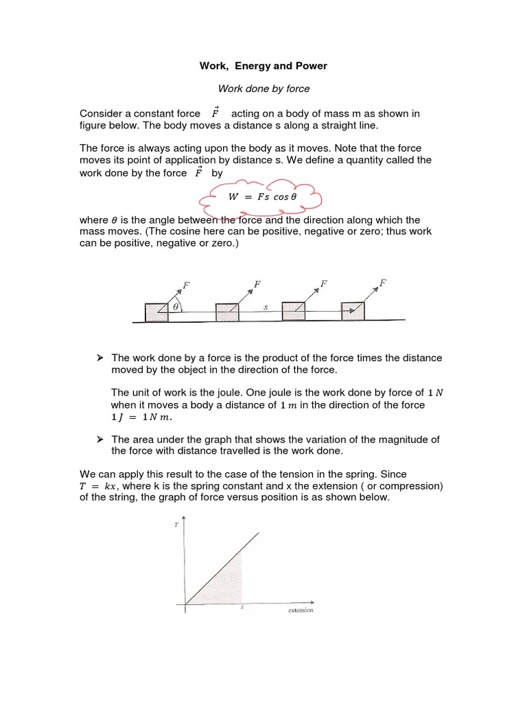 Work - Energy - Power | PDF | Force | Potential Energy