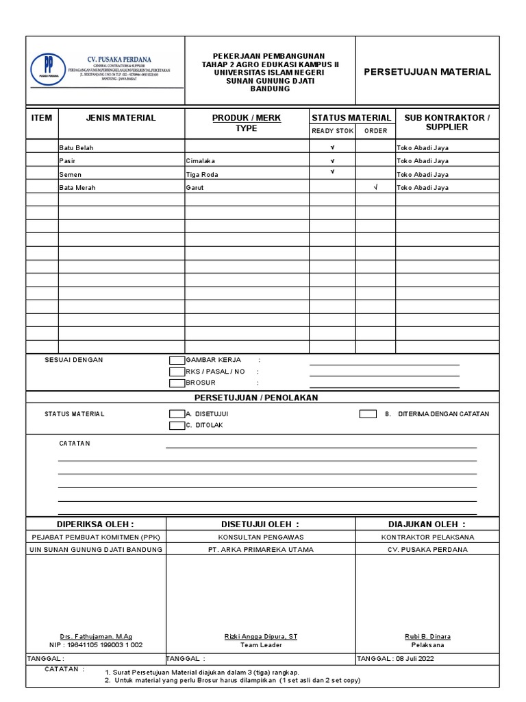 Approval Material AGRO2 | PDF