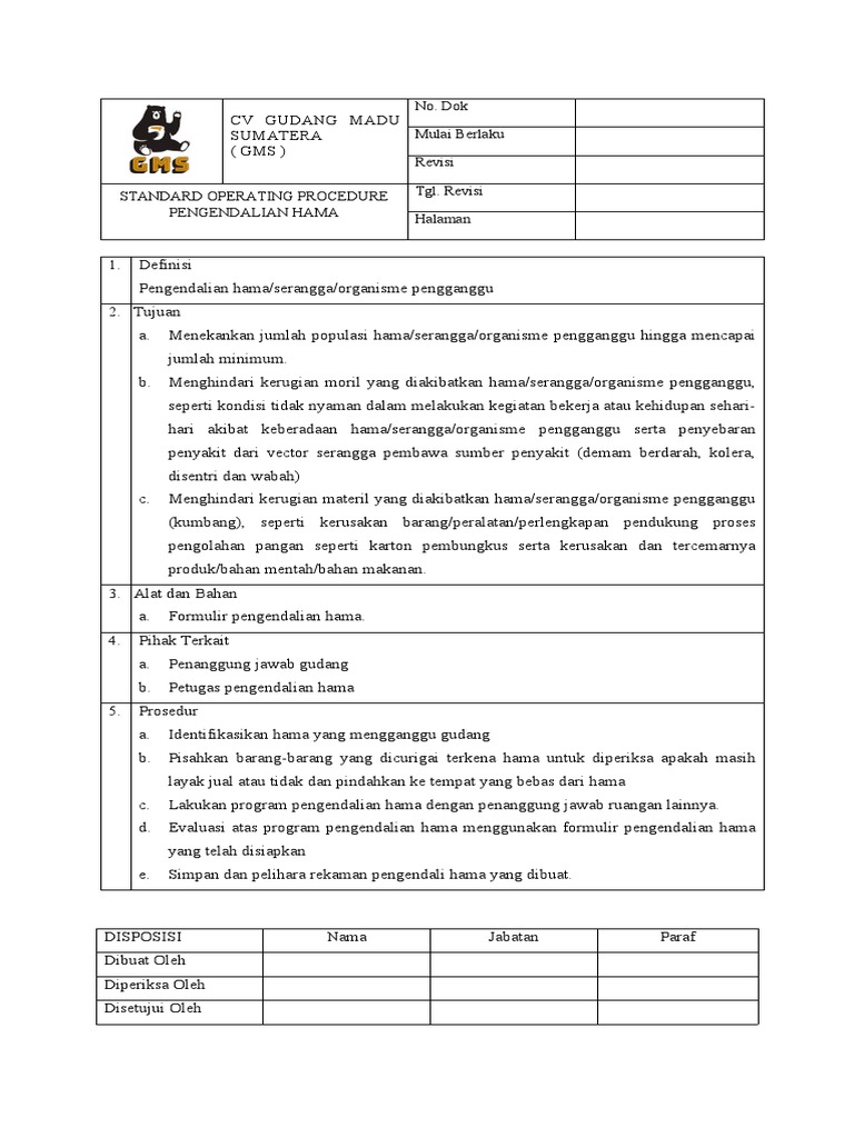 Sop - Penanganan Hama | PDF
