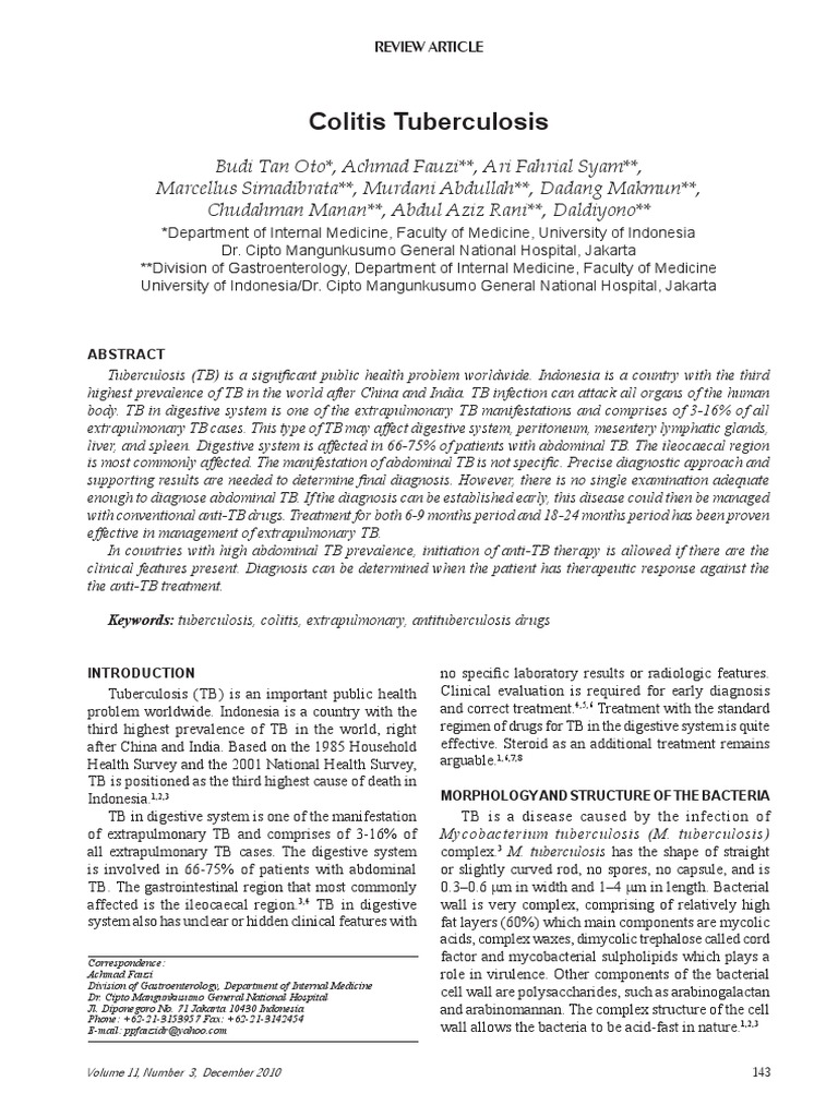 en Colitis Tuberculosis | PDF | Tuberculosis | Gastrointestinal Tract
