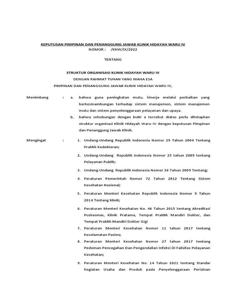 SK Struktur Organisasi | PDF